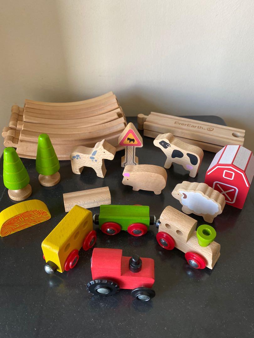 Ever Earth Wooden farm train set, Hobbies & Toys, Toys & Games on Carousell