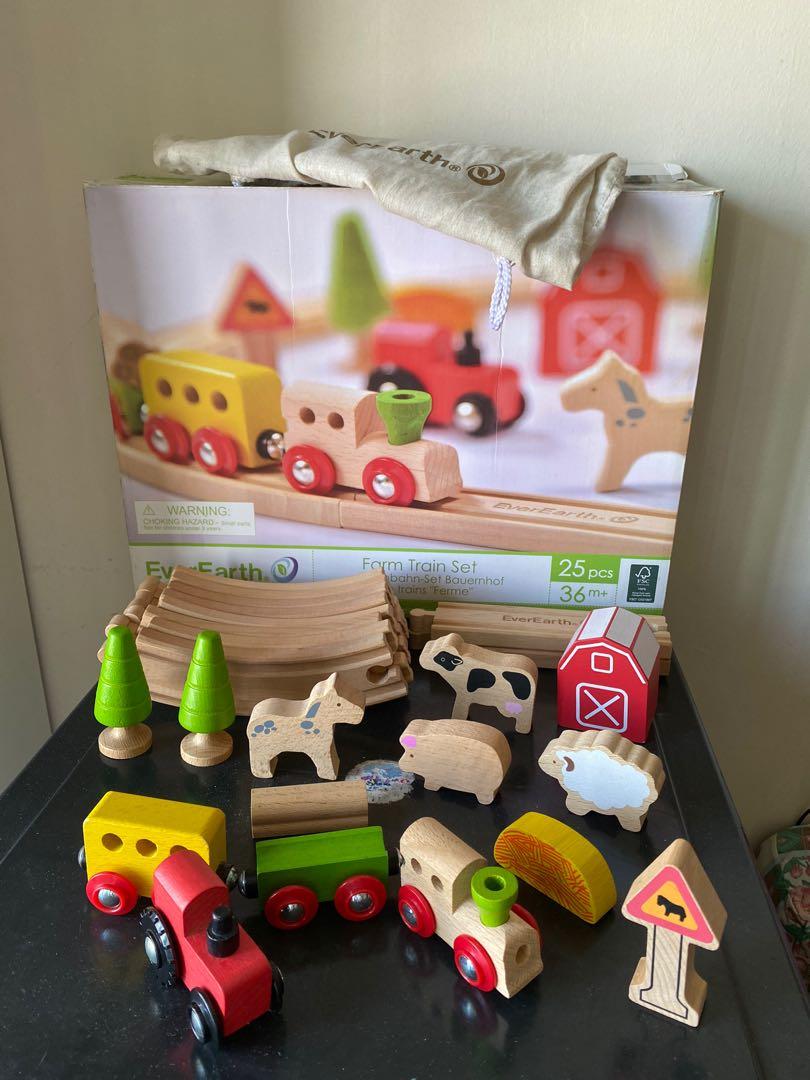 Ever Earth Wooden farm train set, Hobbies & Toys, Toys & Games on Carousell