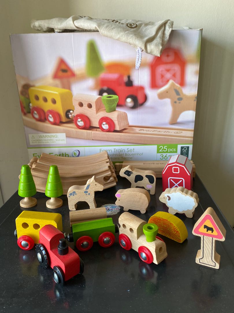 Ever Earth Wooden farm train set, Hobbies & Toys, Toys & Games on Carousell