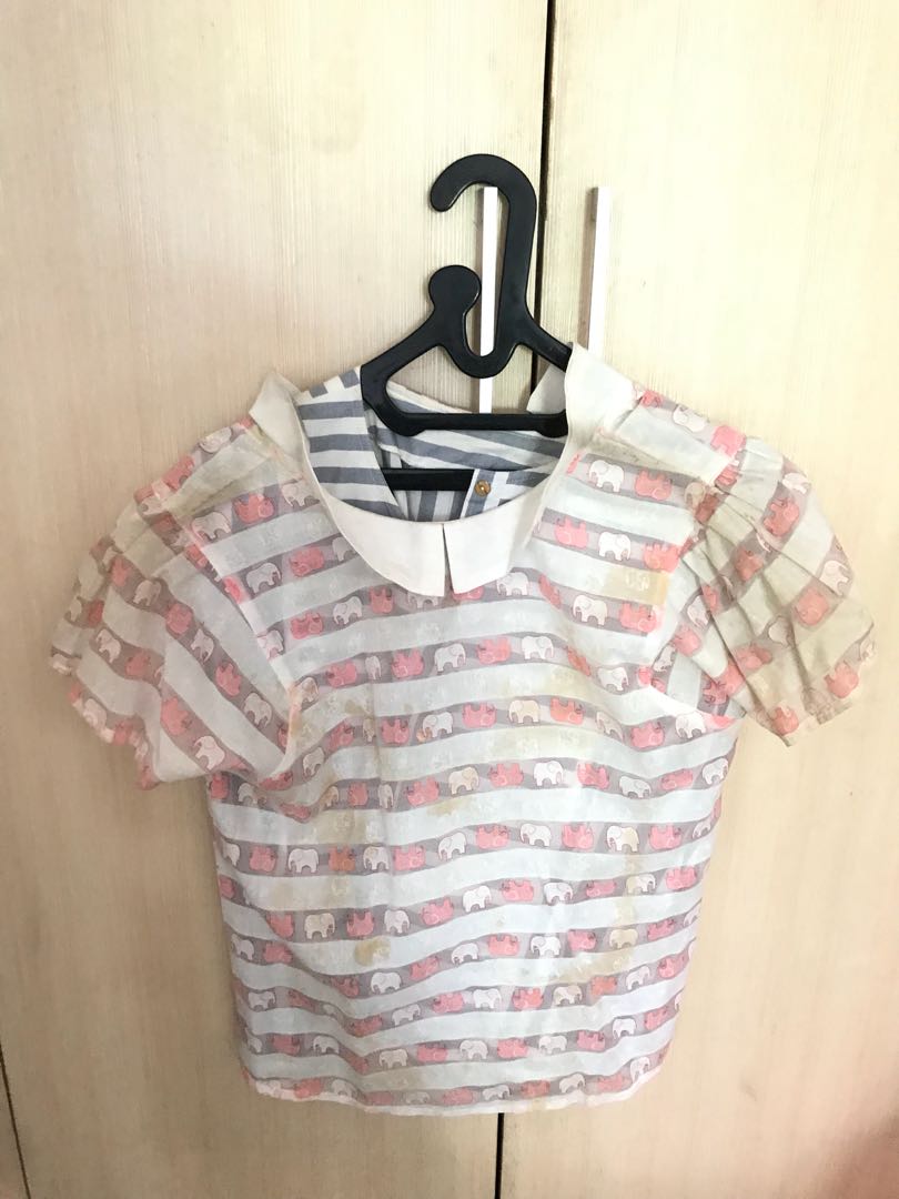 atasan pink corak gajah retro 80an shotting film cuci aja lg sndiri ...