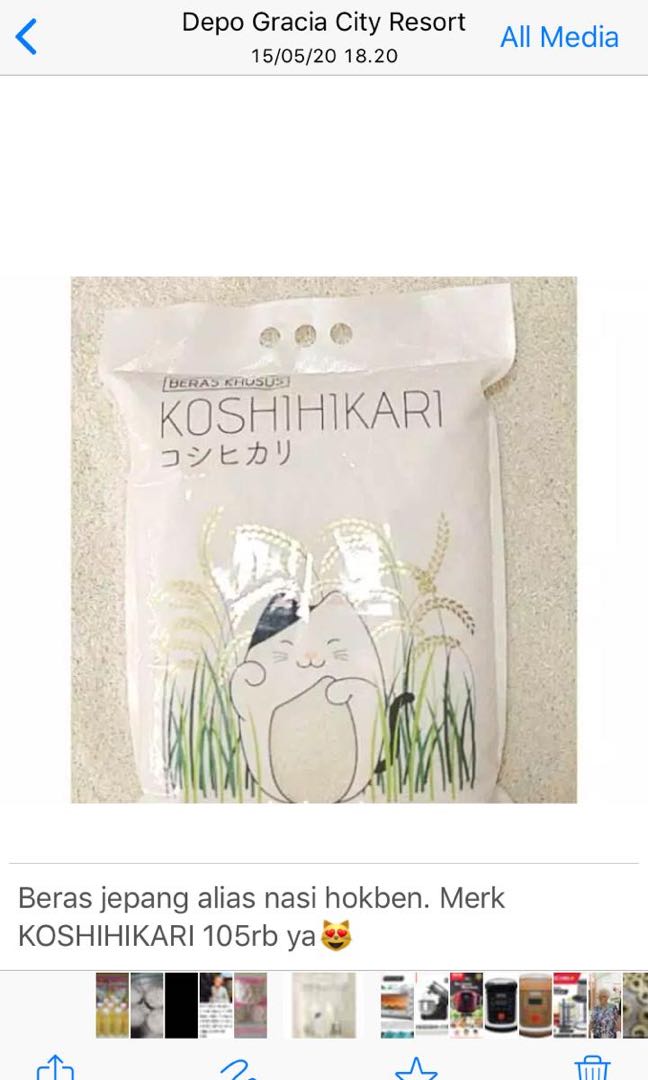 Jual beras jepang 5 kilo onikiri atau Koshihikari, Makanan & Minuman ...