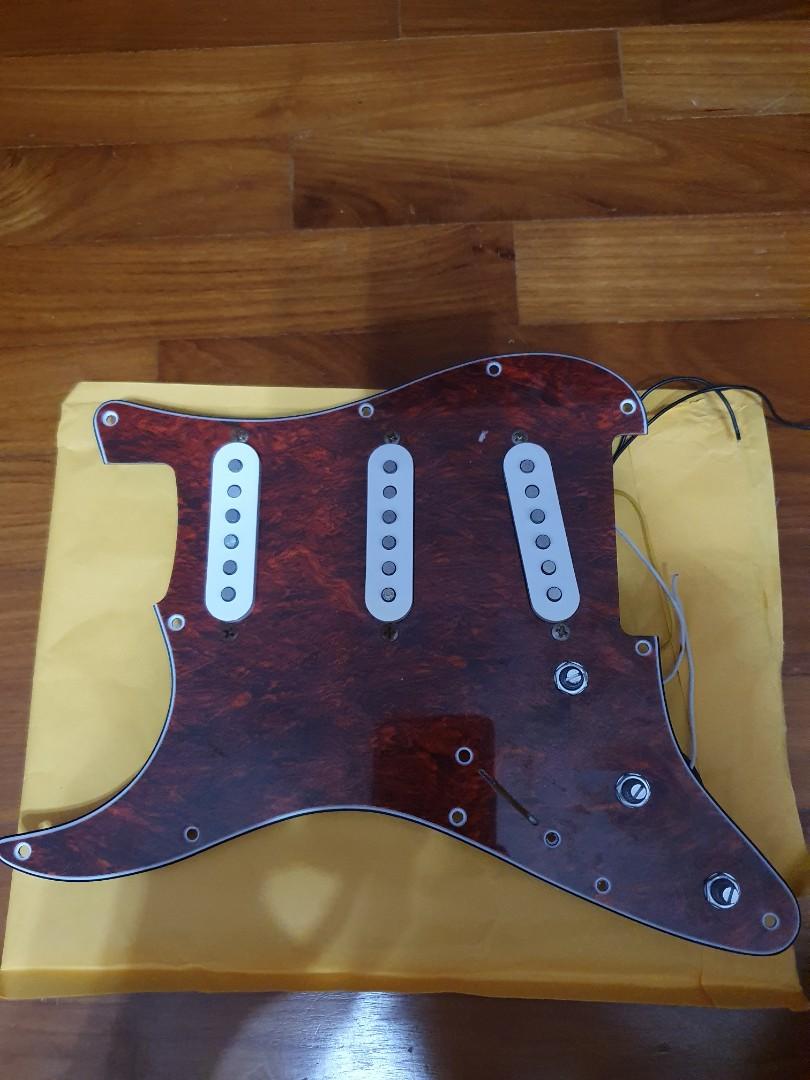 Left handed Fender Squier Standard Strat pickups pickguard and guitar ...