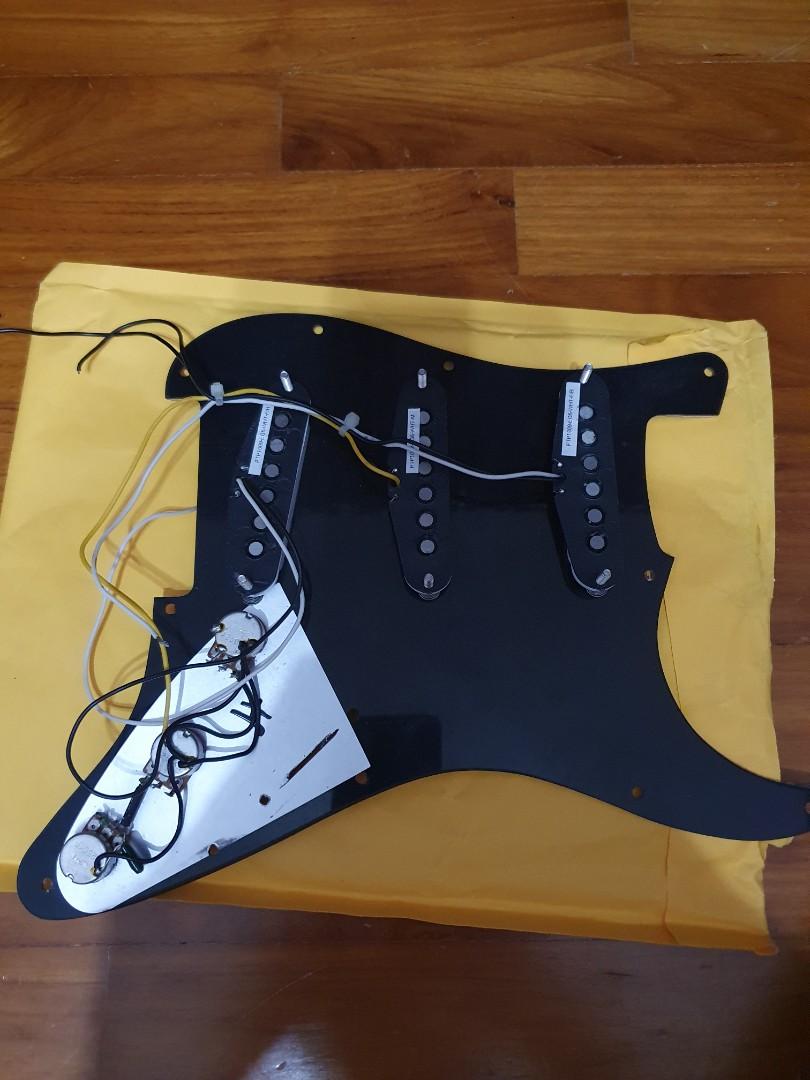 Left handed Fender Squier Standard Strat pickups pickguard and guitar ...
