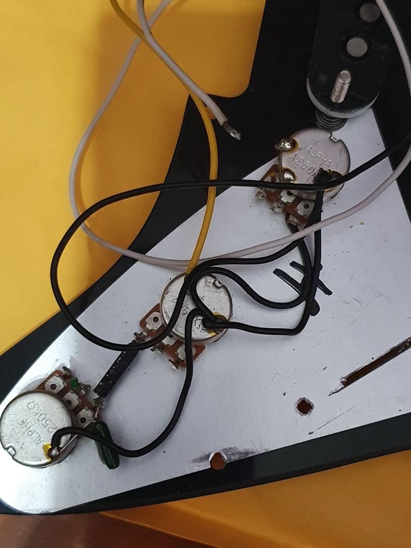 Left handed Fender Squier Standard Strat pickups pickguard and guitar ...