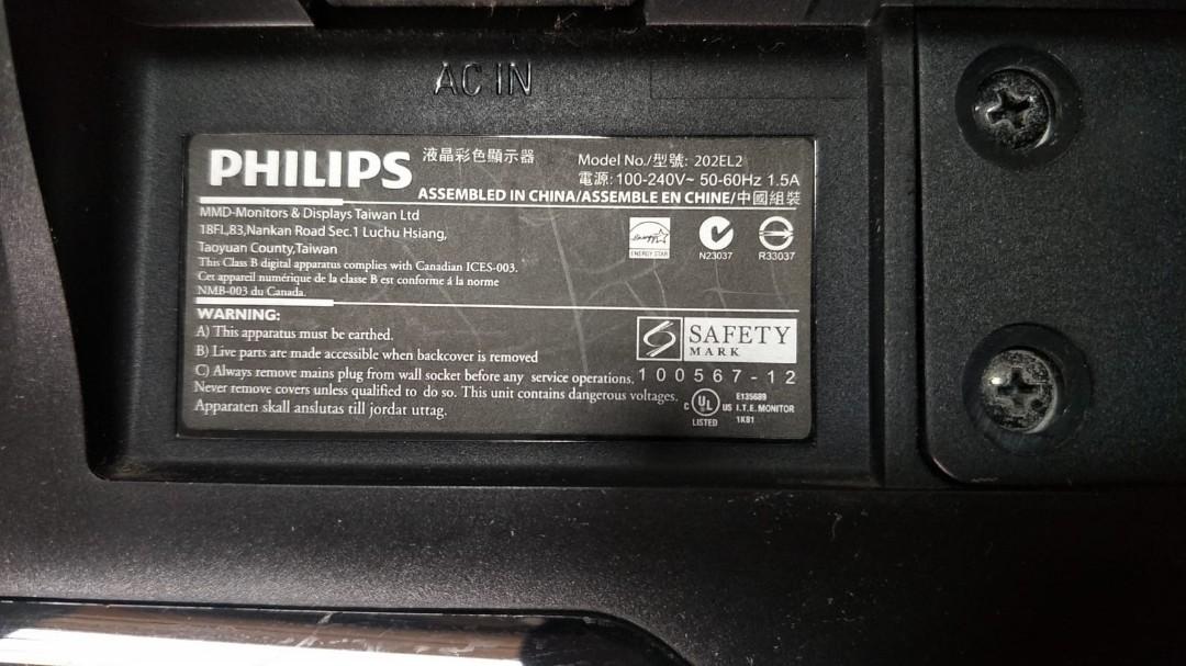 Phillips 20" LED monitor model 202EL, Computers & Tech, Parts ...