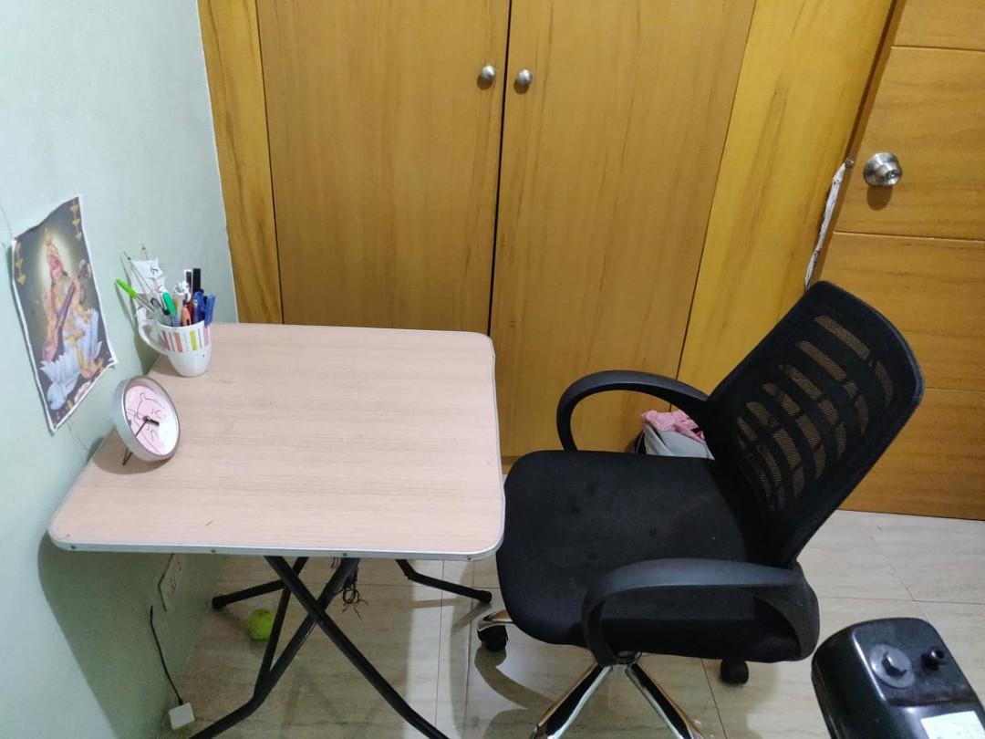 Rolling chair with study table, Furniture & Home Living, Home ...