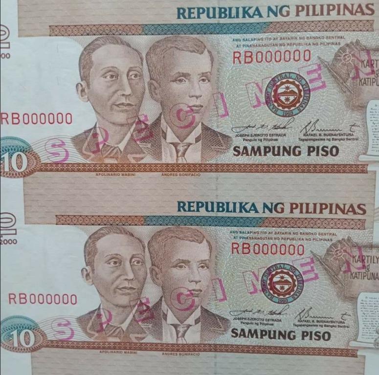 SPECIMEN Uncut 10 peso Banknotes + solid serial, Hobbies & Toys ...