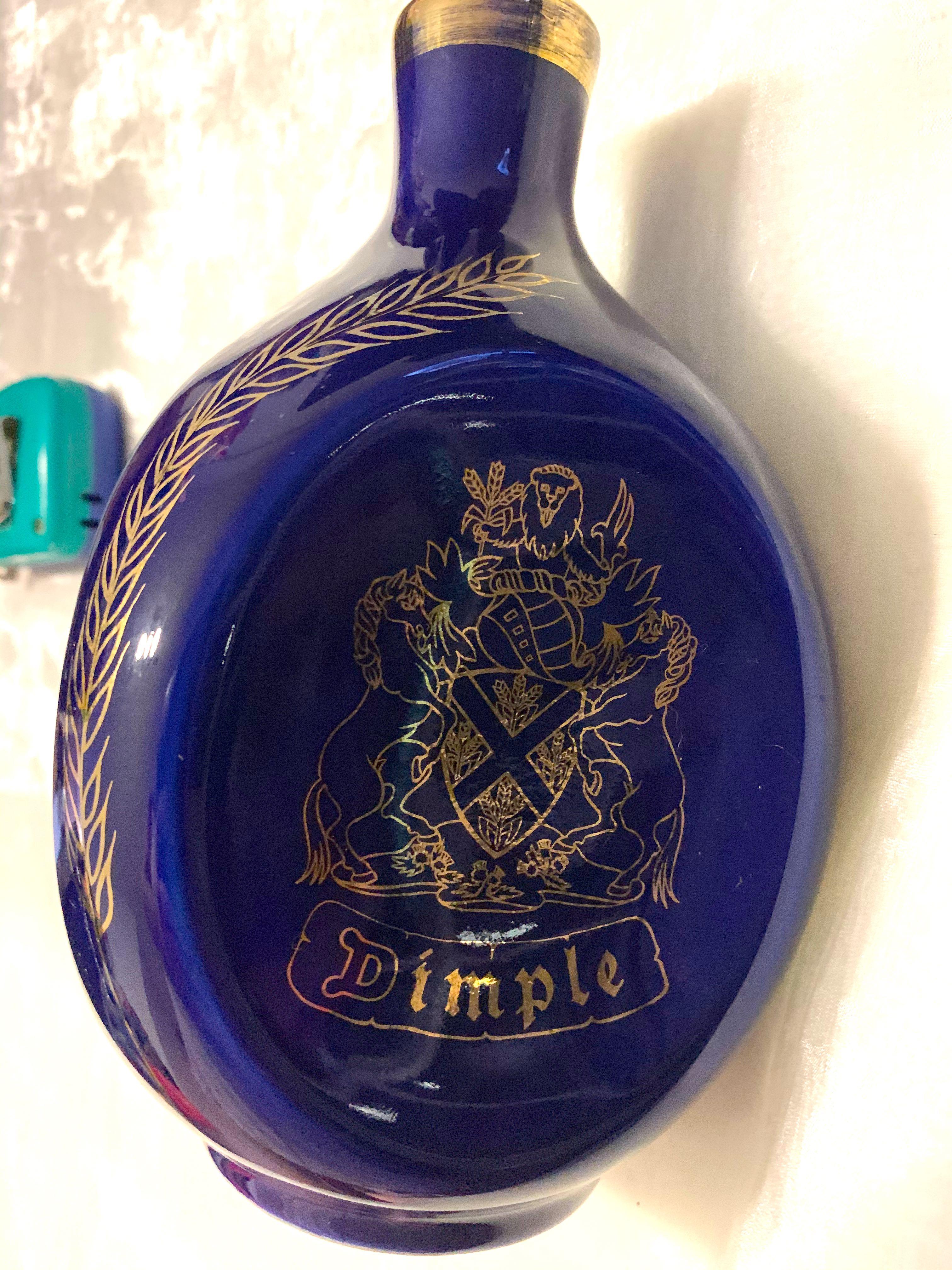 Vintage Cobalt Blue Ceramic Haig Dimple Bottle Decanter / Vase ...