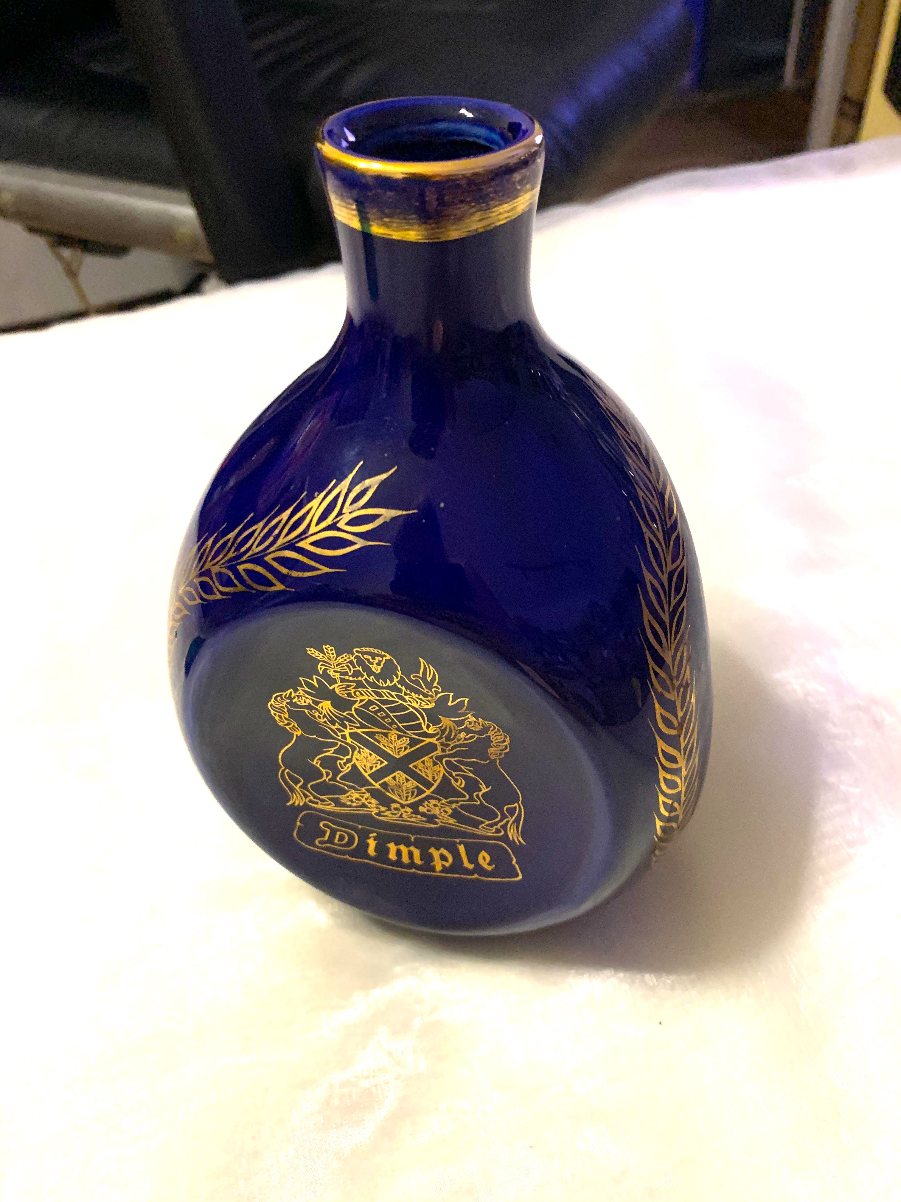 Vintage Cobalt Blue Ceramic Haig Dimple Bottle Decanter / Vase ...