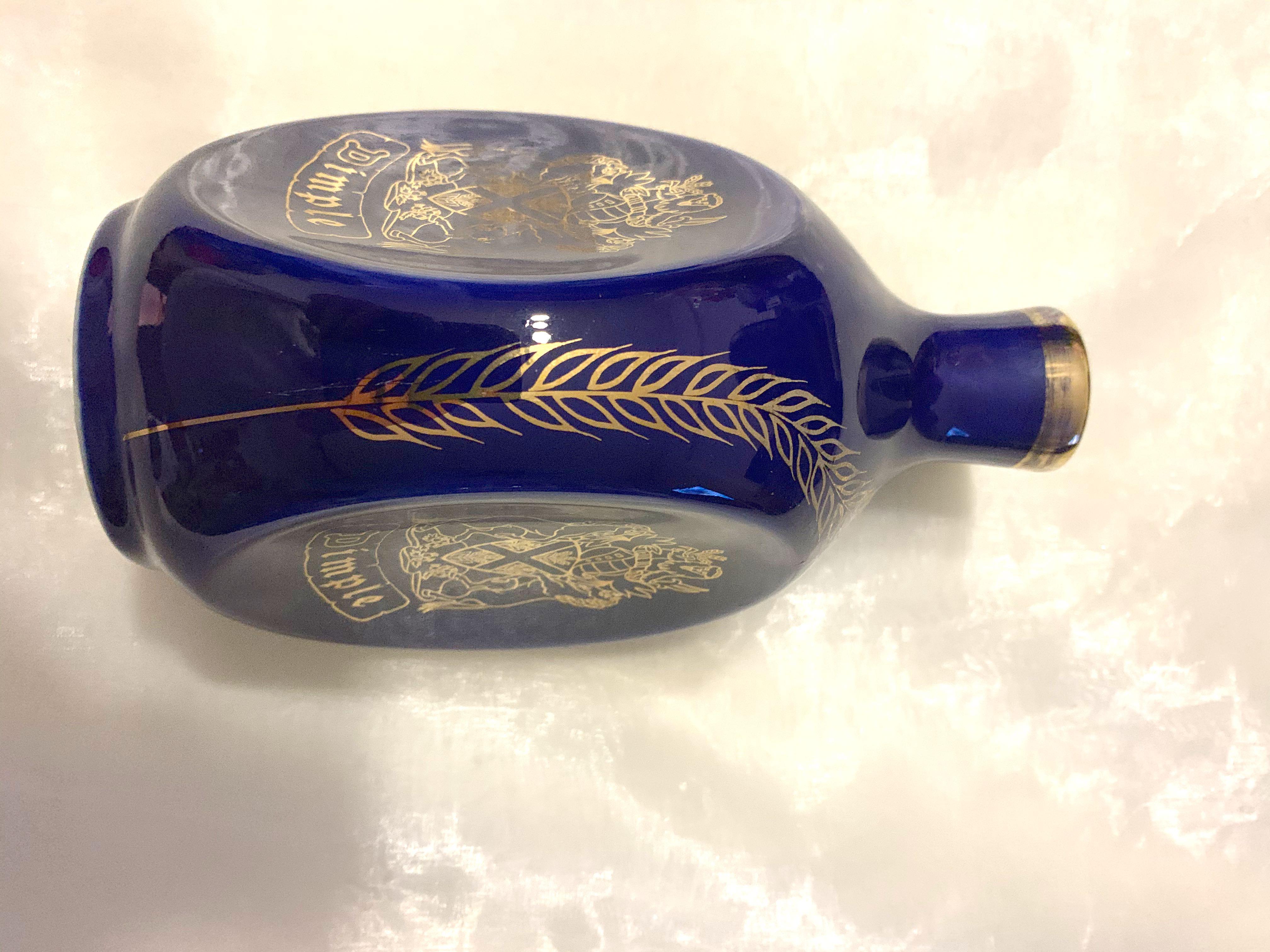 Vintage Cobalt Blue Ceramic Haig Dimple Bottle Decanter / Vase ...