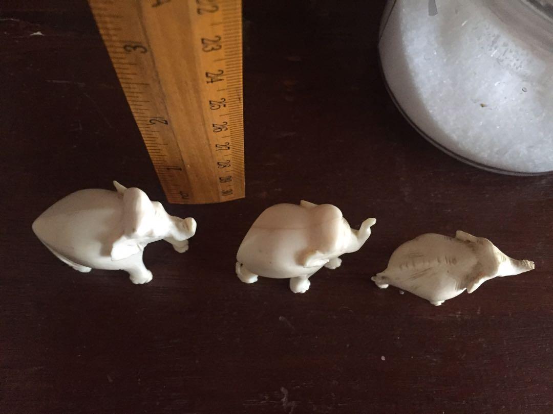 Vintage Netsuke miniature ivory elephants, Hobbies & Toys, Memorabilia ...