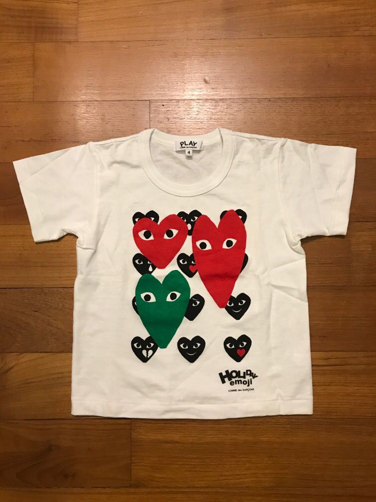 Authentic CDG Play Kids Tee Size 4 Holiday emoji exclusive ( Comme des ...