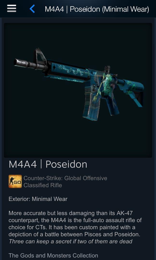 Csgo m4a4 Poseidon, Video Gaming, Gaming Accessories, Game Gift Cards ...