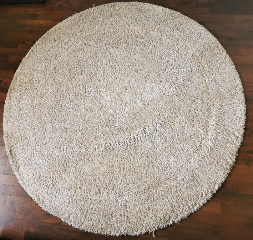 Ikea ADUM Carpet Round, Rug, high pile, beige, Furniture & Home Living ...