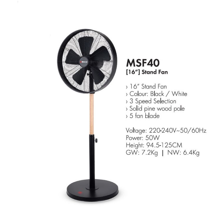 Mistral 16” Stand Fan - Designer Retro Look, Furniture & Home Living ...