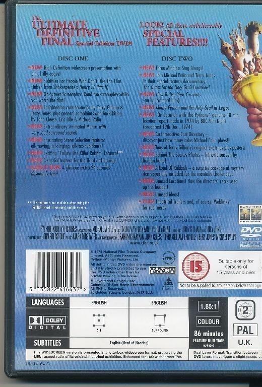 Monty Python And The Holy Grail (REGION 2 DVD) *, Hobbies & Toys, Music & Media, CDs & DVDs on ...