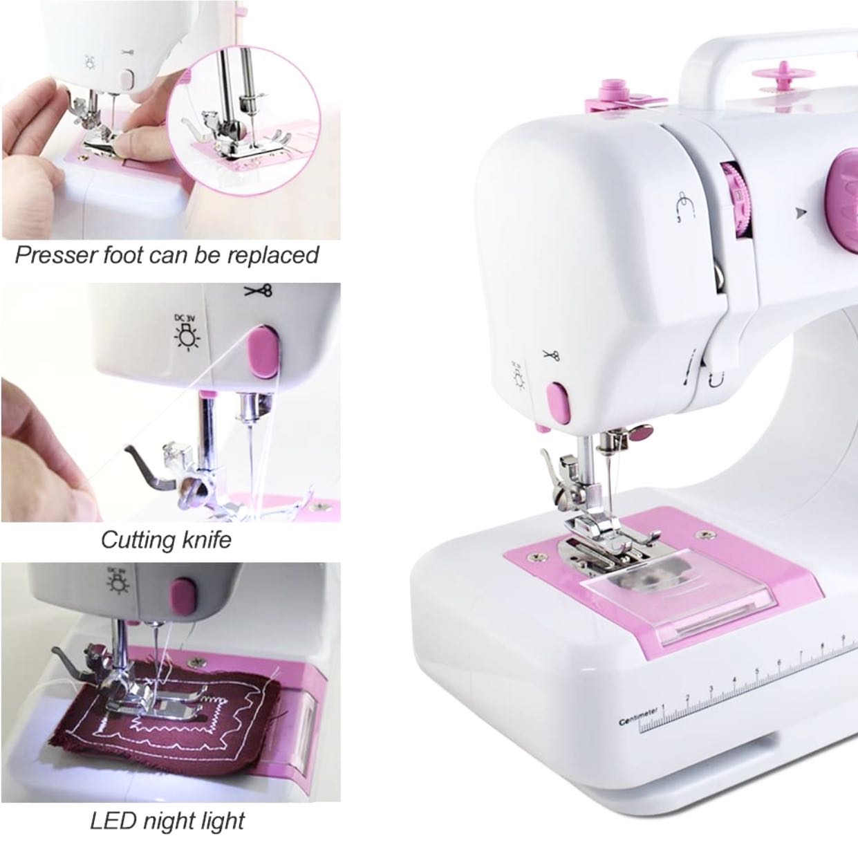 New Basic Portable Sewing Machine with 12 Built-in Stitches, 2 Speeds ...