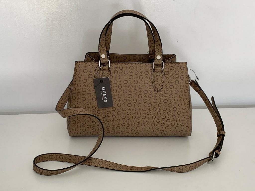NEW! GUESS ROWE COLLECTION MOCHA BROWN CONVERTIBLE SATCHEL CROSSBODY ...
