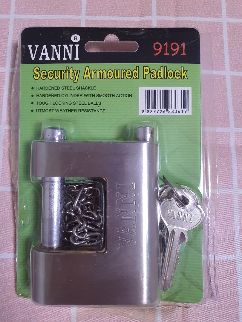 VANNI Security Armored Padlock for Gate, Model 9191, Furniture & Home ...