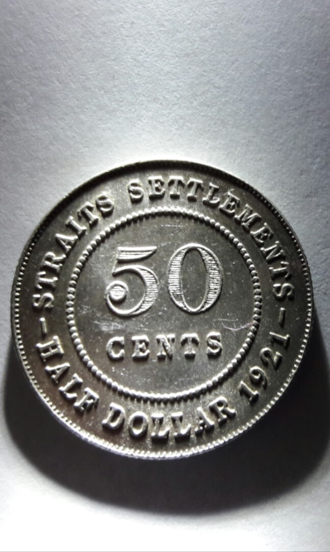 Straits Settlements 1921 50 Cent old Silver Coin, Hobbies & Toys, Memorabilia & Collectibles ...