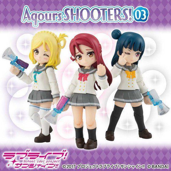 預訂10月 BANDAI (全3種)Aqours SHOOTERS! 03=Lovelive!SS可動figure扭旦 正常價格, 興趣及遊戲, 玩具 & 遊戲類 - Carousell