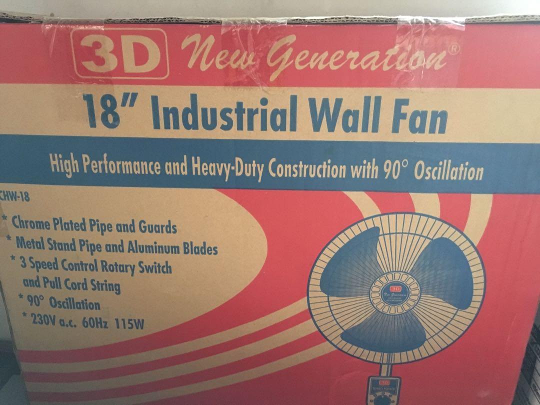 3D Industrial Wall Fan 18 inches, Furniture & Home Living, Lighting ...