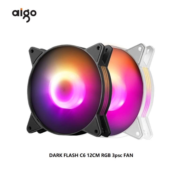AIGO FAN 12CM C6 RGB 3FANS PACK BLACK, Computers & Tech, Parts ...