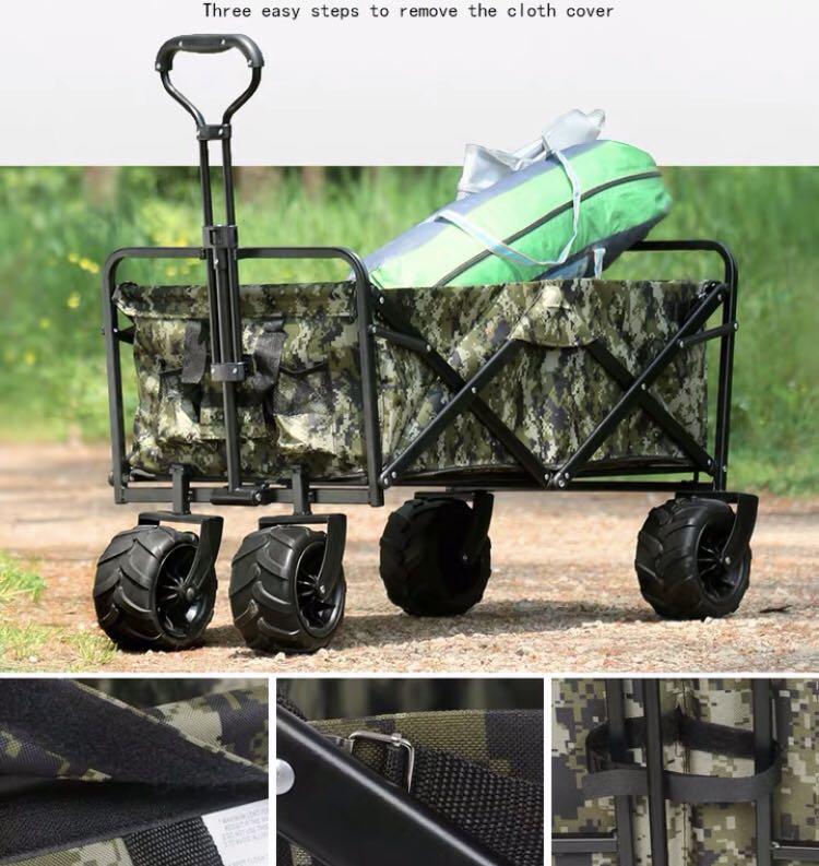 Black Foldable Wagon Trolley w New Wide Wheel Base Design, Carry 85Kg ...