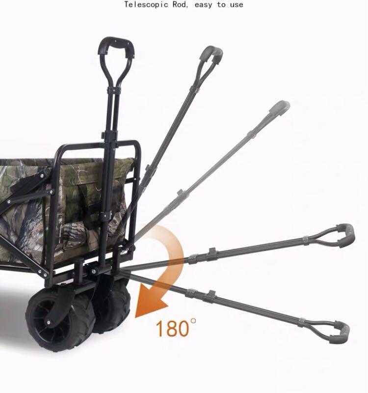 Black Foldable Wagon Trolley w New Wide Wheel Base Design, Carry 85Kg ...