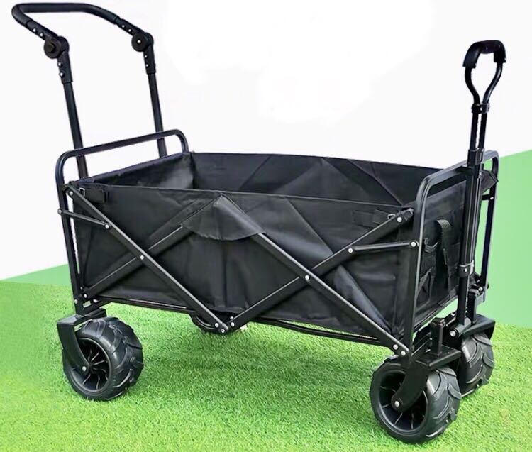 Black Foldable Wagon Trolley w New Wide Wheel Base Design, Carry 85Kg ...