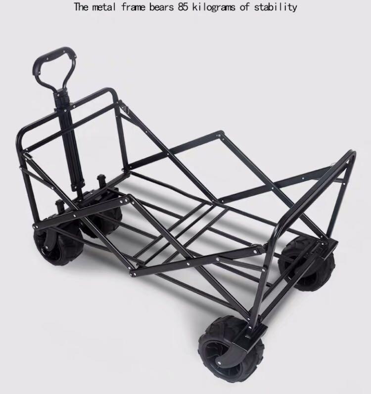 Black Foldable Wagon Trolley w New Wide Wheel Base Design, Carry 85Kg ...