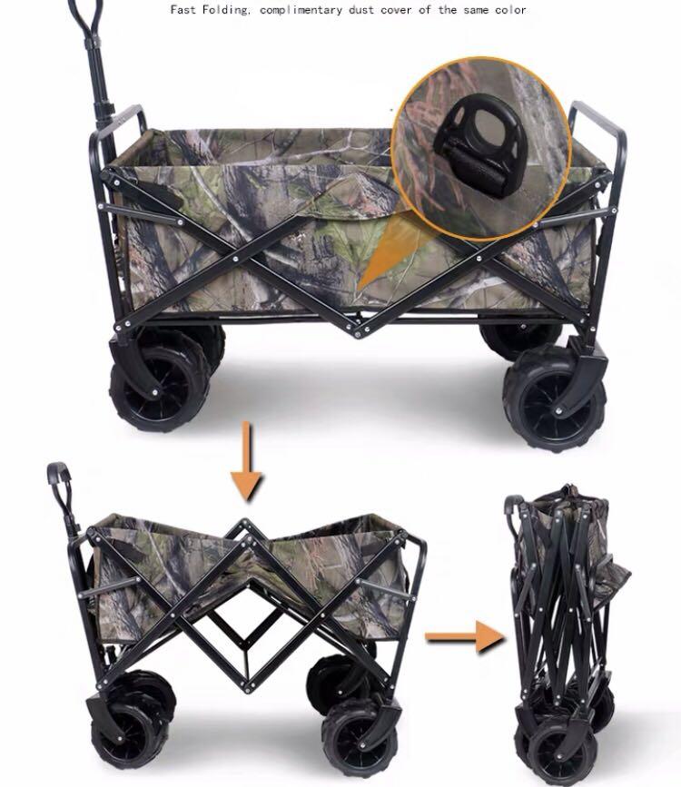 Black Foldable Wagon Trolley w New Wide Wheel Base Design, Carry 85Kg ...
