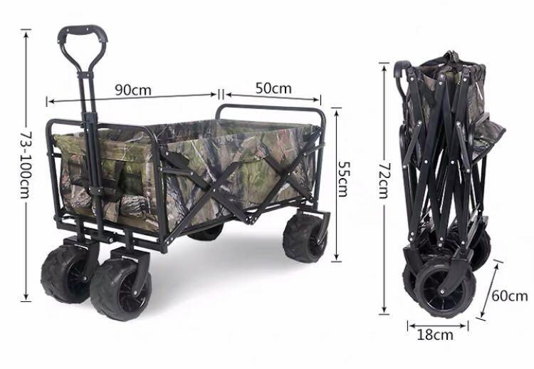 Black Foldable Wagon Trolley w New Wide Wheel Base Design, Carry 85Kg ...