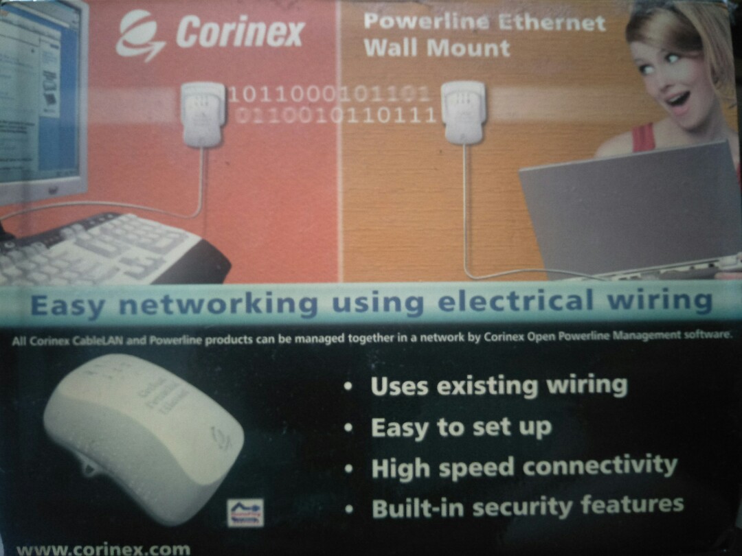 Corinex Powerline Ethernet Wall Mount, Computers & Tech, Parts ...