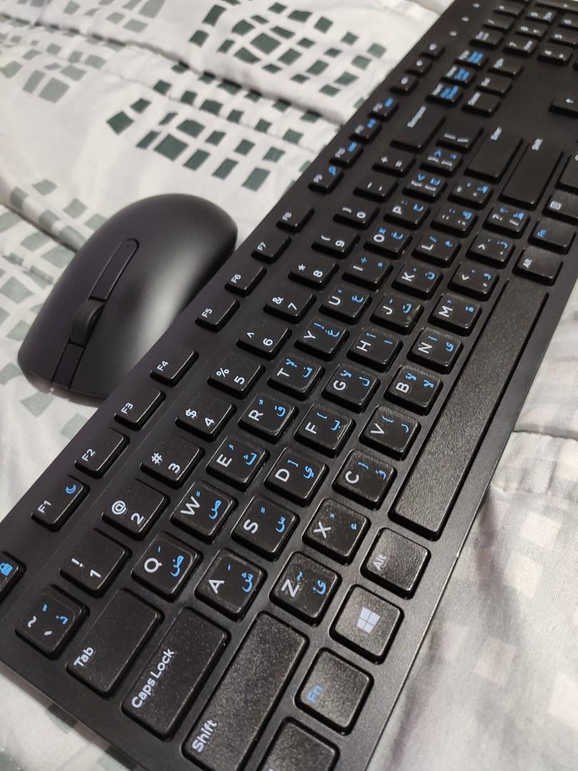 DELL Wireless Keyboard (w/ Arabic keyboard sticker layout) & Mouse Set [Single USB dongle ...