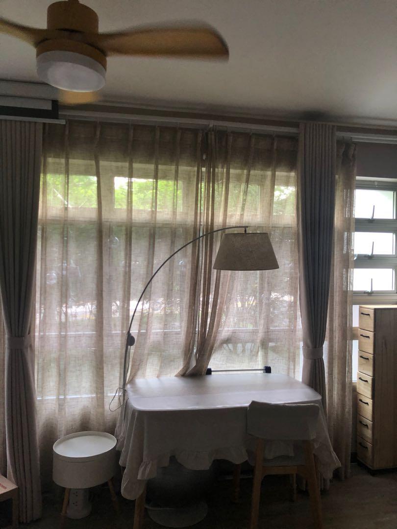 HDB day & night curtain full set 10m, Furniture & Home Living, Home ...