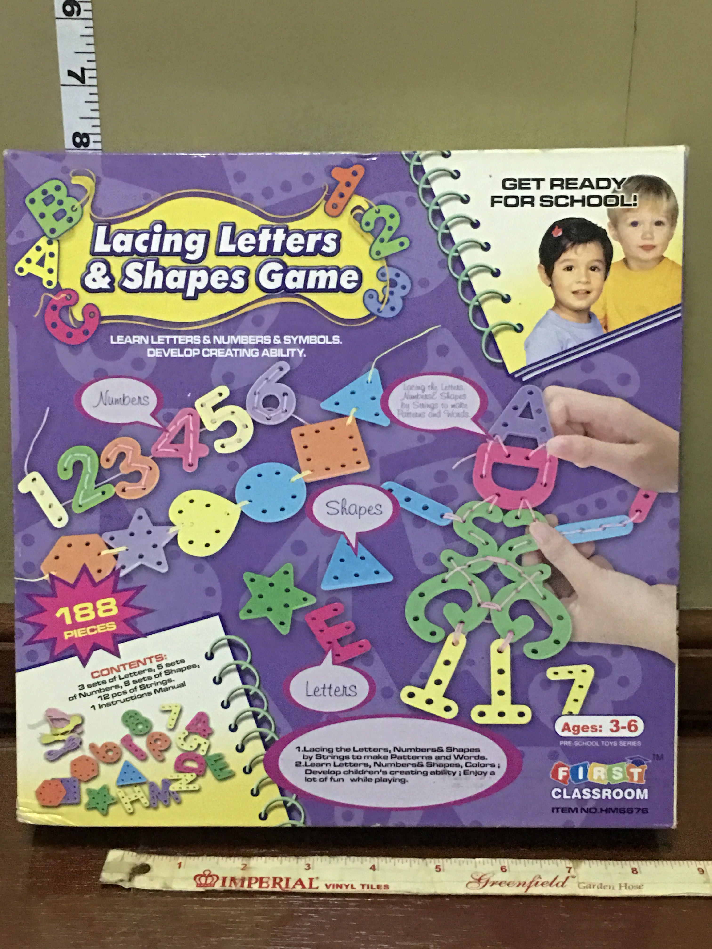 Lacing Letters Shapes Game 180+ pieces - First Classroom - Educational ...