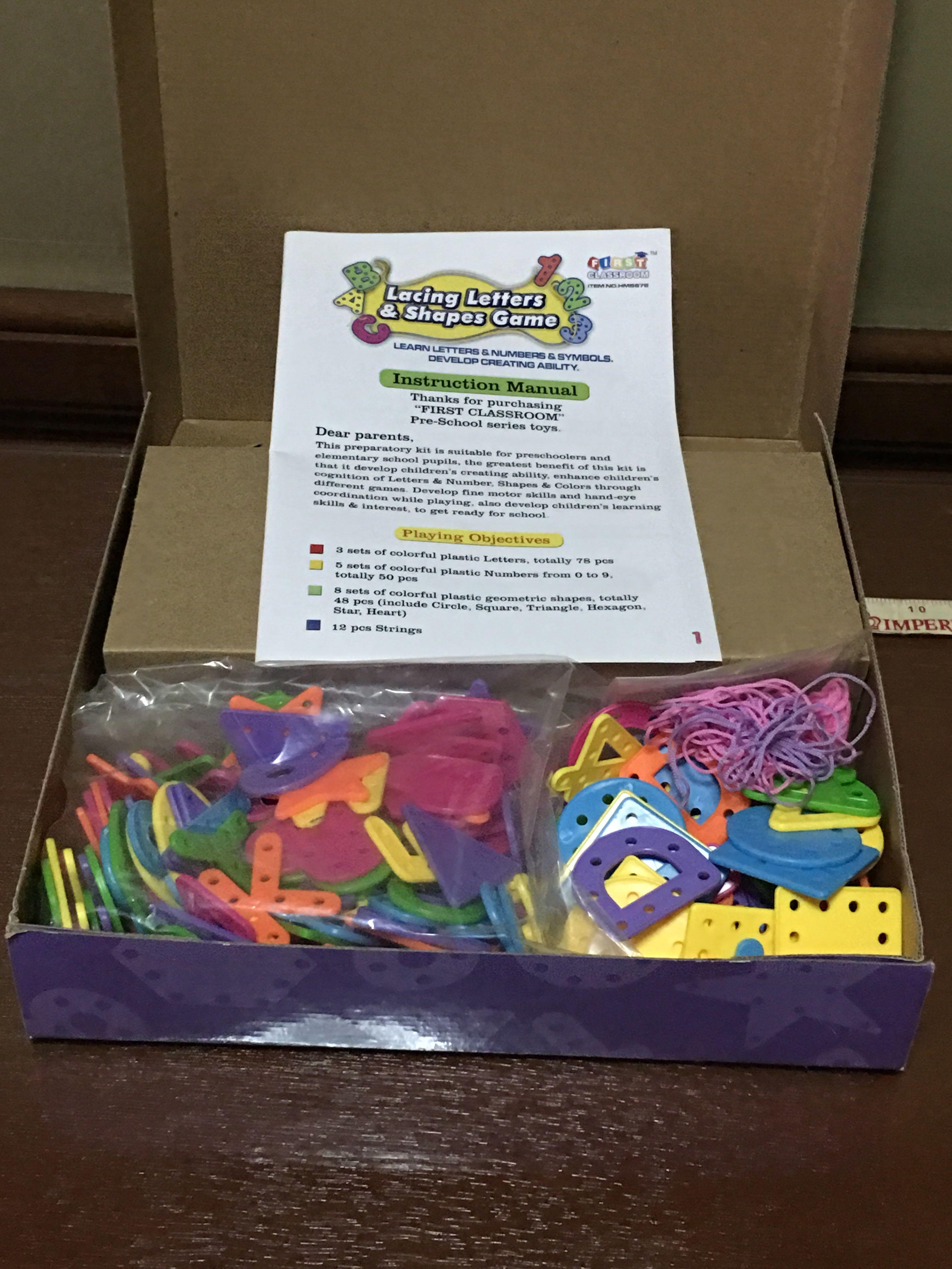 Lacing Letters Shapes Game 180+ pieces - First Classroom - Educational ...