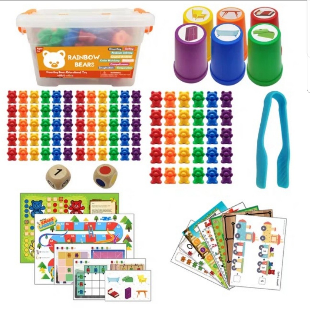 **LAST SET** Rainbow Counting Bears | Montessori Educational Fine Motor ...