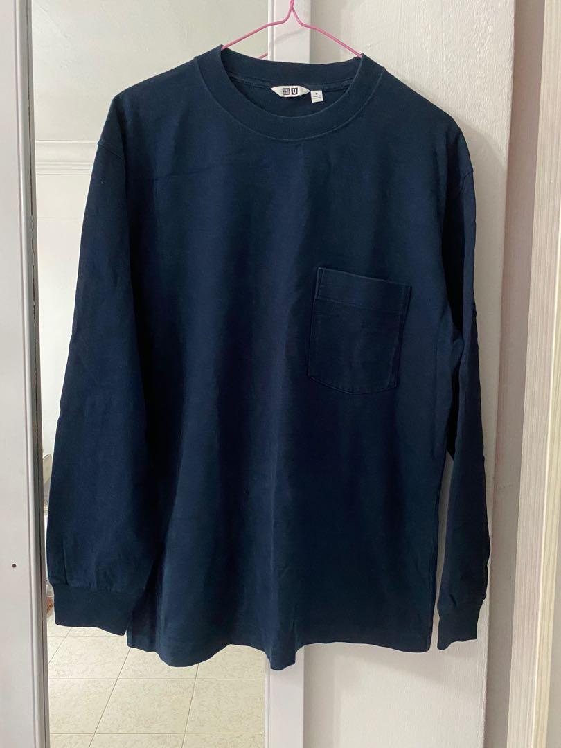 Navy Blue Long Sleeve (Uniqlo), Men's Fashion, Tops & Sets, Formal ...