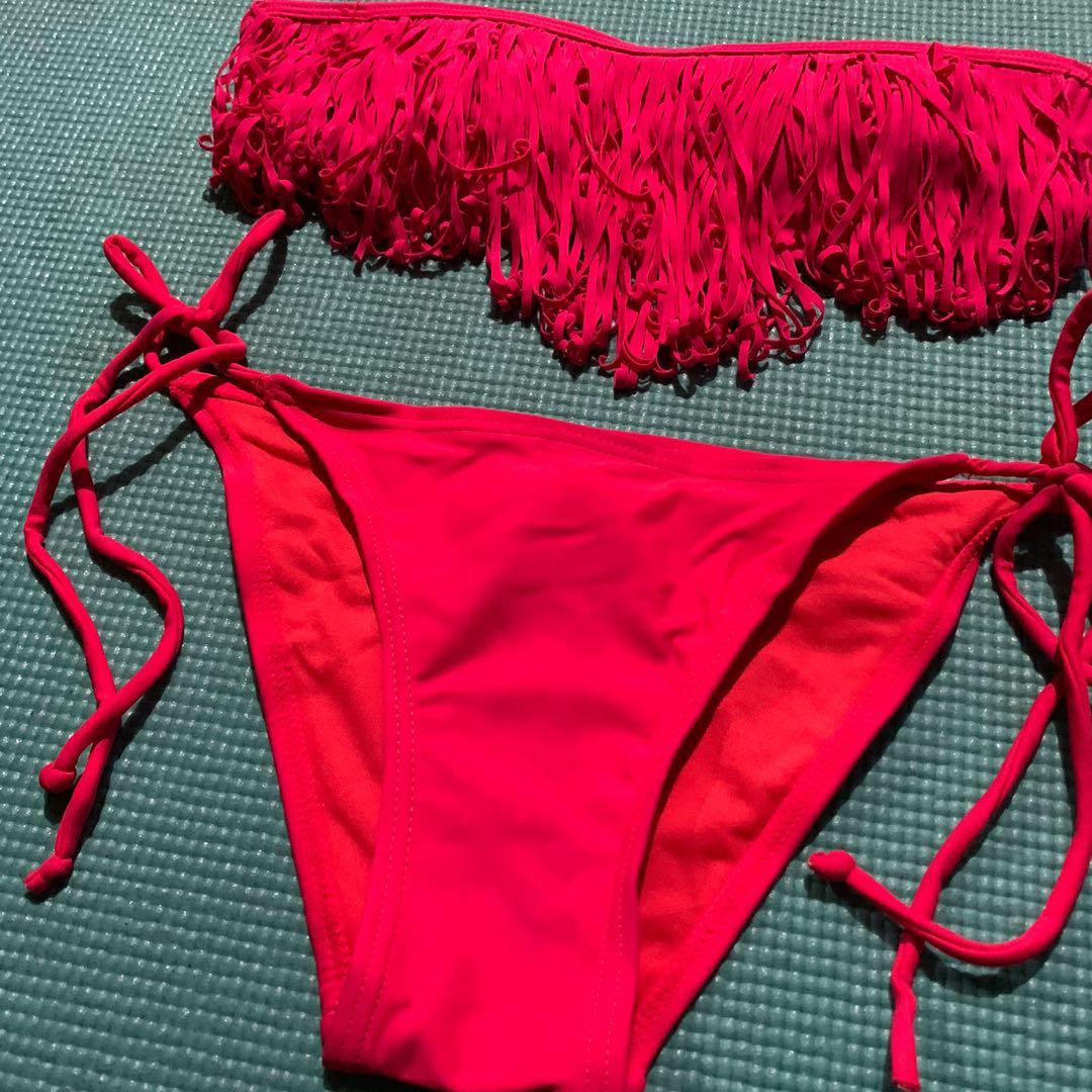 Neon pink fringe bikini, Women's Fashion, Swimwear, Bikinis & Swimsuits ...