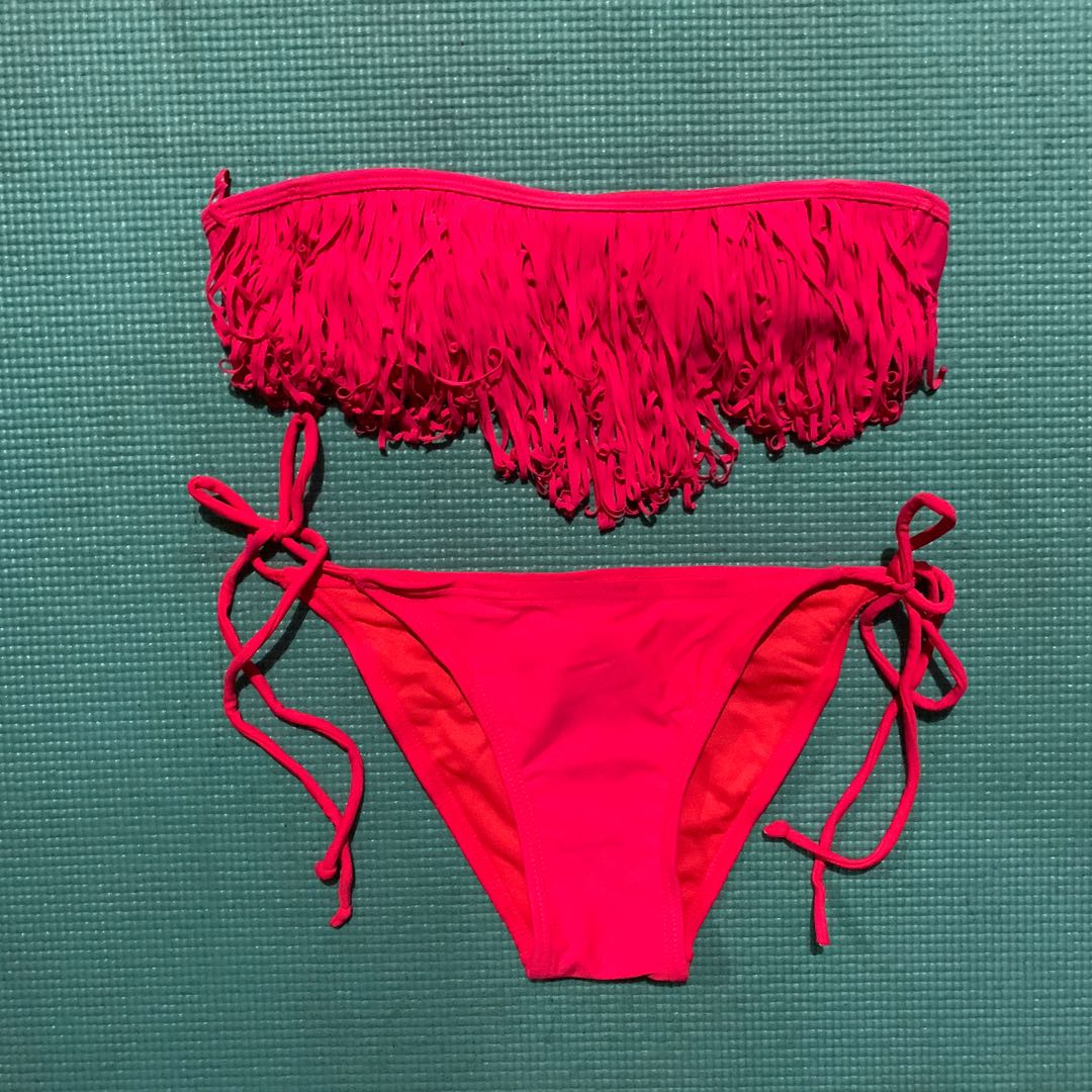 Neon pink fringe bikini, Women's Fashion, Swimwear, Bikinis & Swimsuits ...