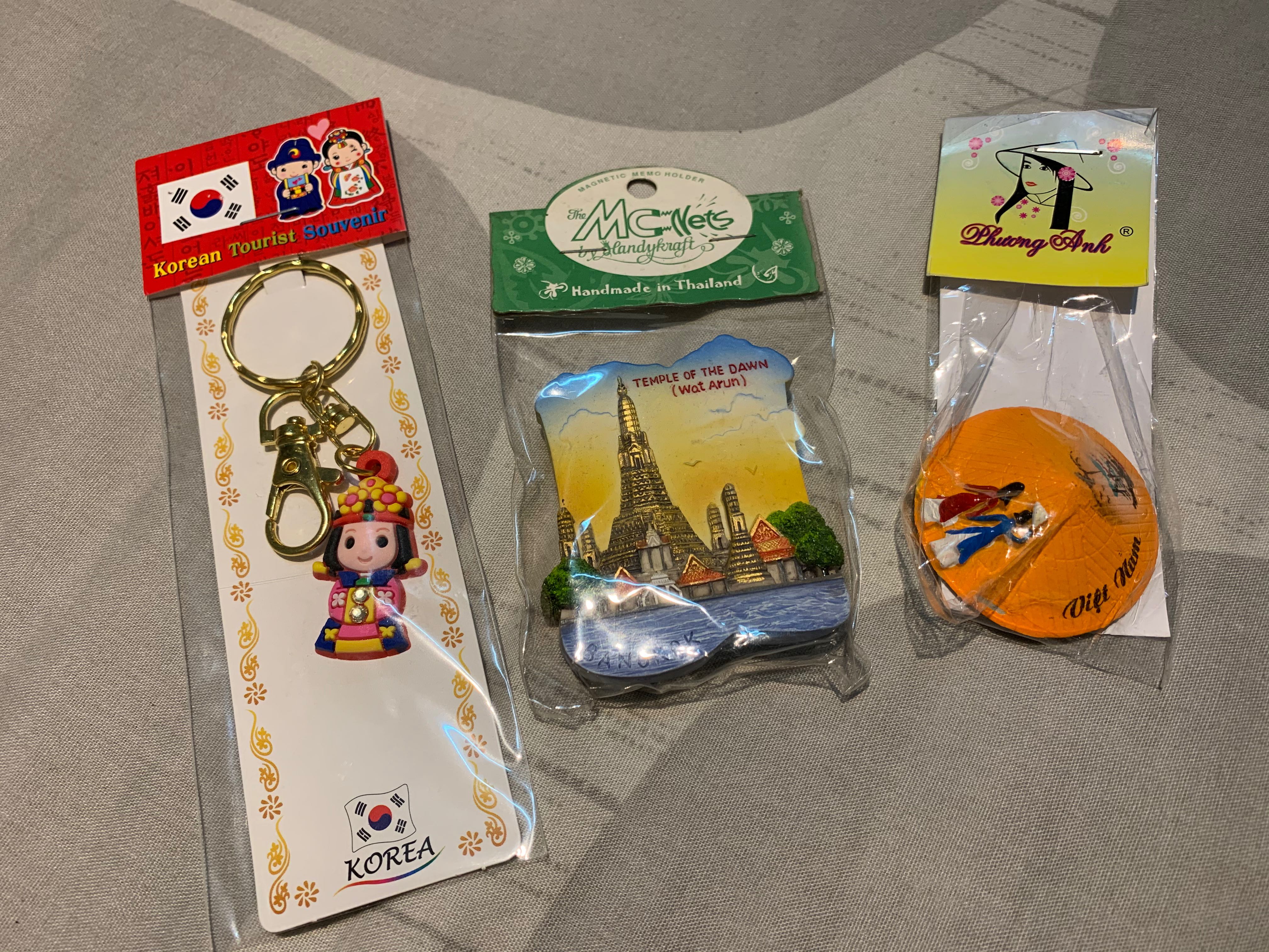 Souvenirs Korea keychain + Vietnam & Bangkok Thailand Fridge magnet ...