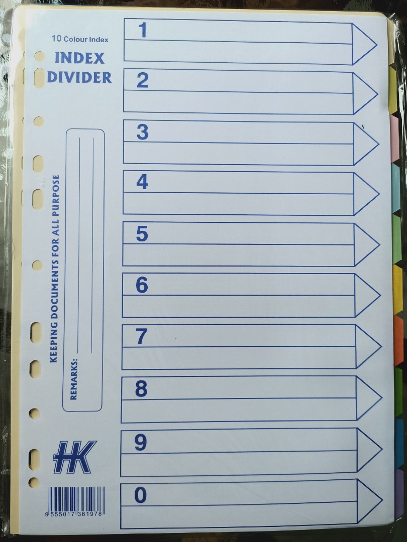 A4 Color divider 10colours/set)5sets/pkt, Hobbies & Toys, Stationery ...