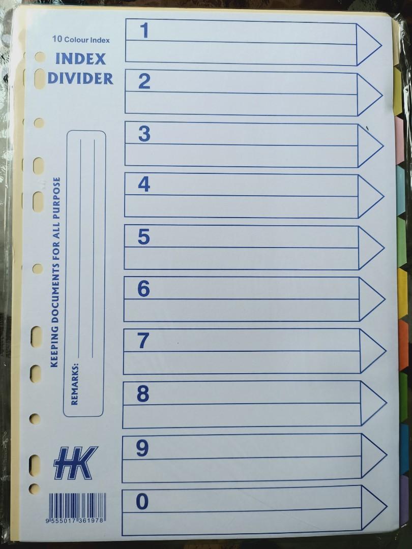 A4 Color divider 10colours/set)5sets/pkt, Hobbies & Toys, Stationery ...