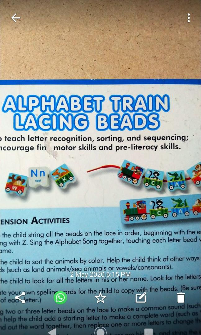 Alphabet Train Lacing Beads.. Melissa &, Hobbies & Toys, Toys & Games ...