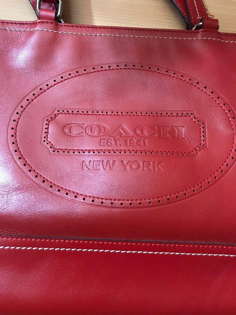 Coach 2 Way Pure Leather Tote Bag Authentic, Women's Fashion, Bags ...