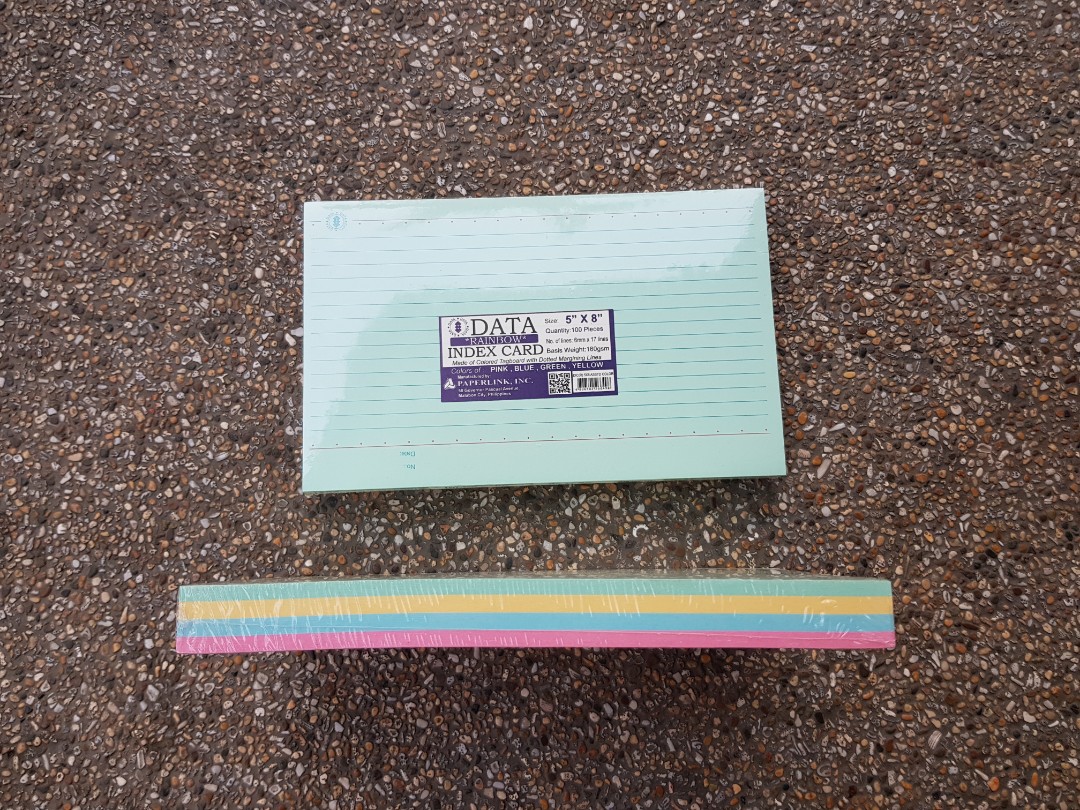 Data Rainbow Ruled Index Cards 5×8" by 100s, Hobbies & Toys, Stationary ...