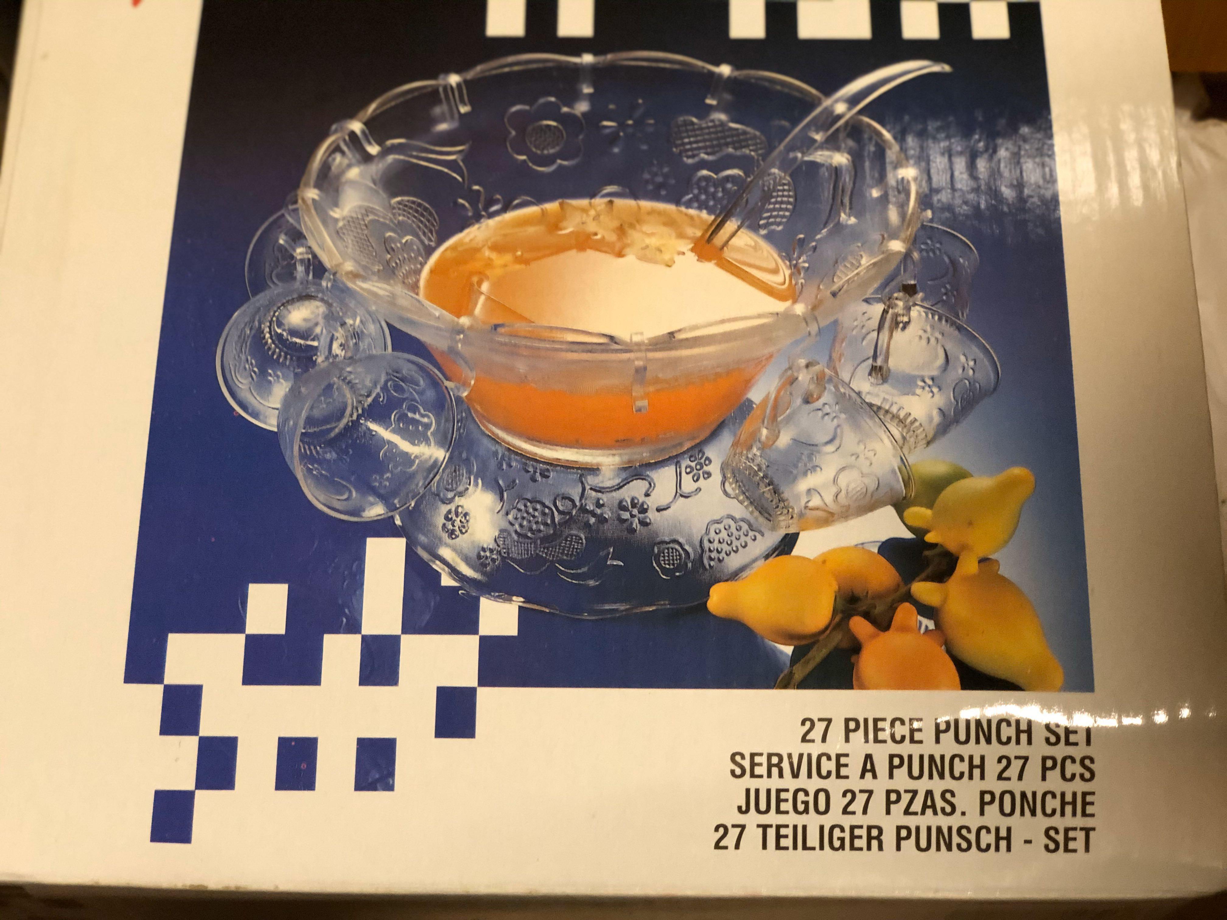 Fruit punch bowl set with 12 glasses, Furniture & Home Living ...