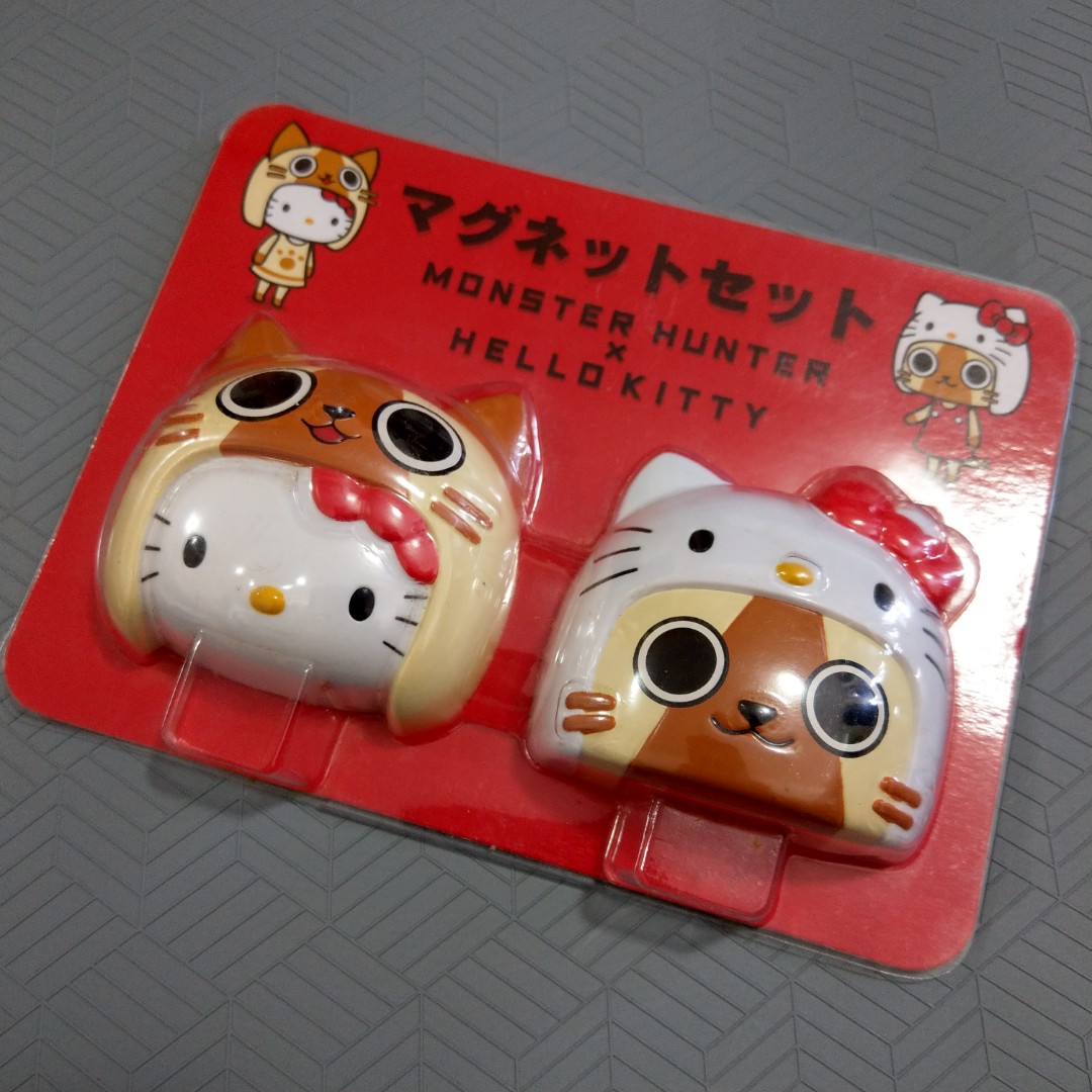 Monster Hunter 怪物獵人 Airou x hello kitty 艾路貓 艾露貓 磁石 magnet, 興趣及遊戲, 玩具 ...